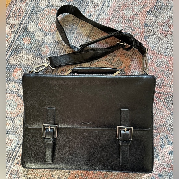 Bags | Kenneth Cole Black Leather Briefcase Laptop Bag | Poshmark